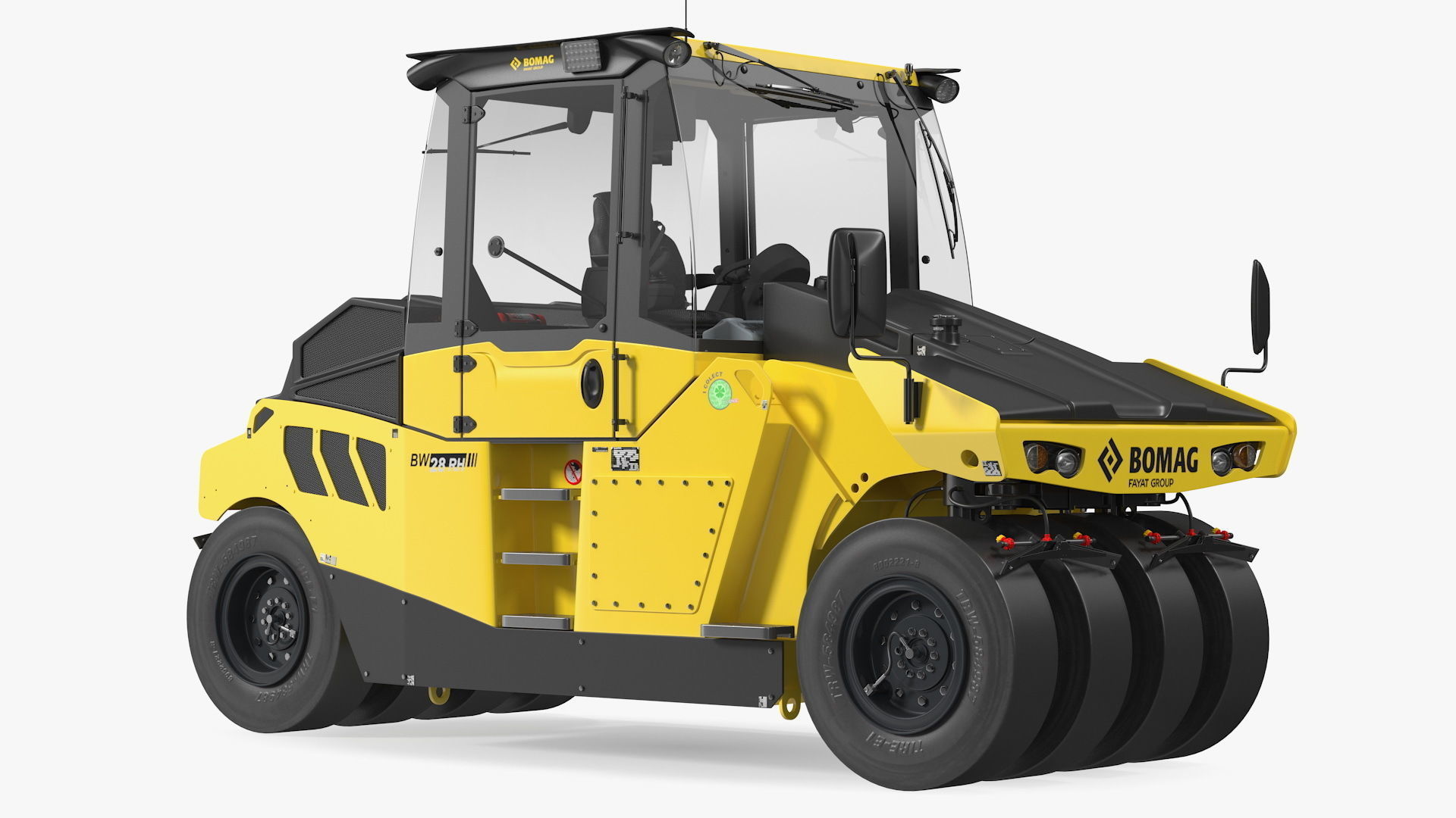 Bomag BW 28 RH Pneumatic Tired Compactor Rigged 3D model rigged | CGTrader