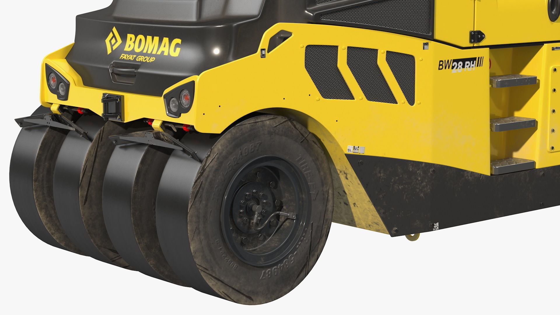 Bomag BW 28 RH Pneumatic Tired Compactor Dusty Rigged 3D model rigged ...