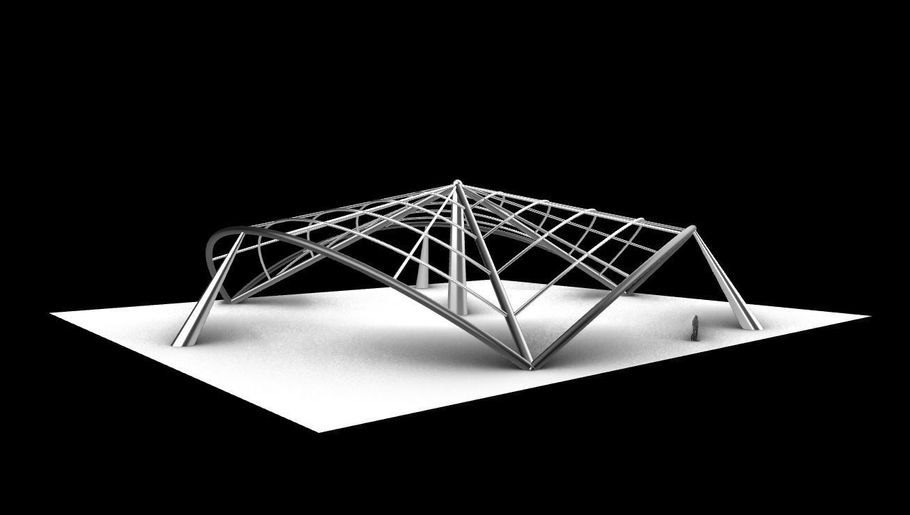 Architectural Tensile Structure 3 sides 3D model | CGTrader