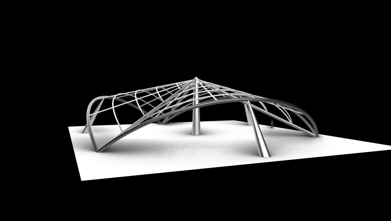 Architectural Tensile Structure 3 sides 3D model | CGTrader