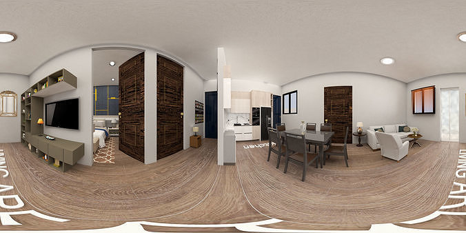 360 degree Panorama of interior apartment 3D model | CGTrader