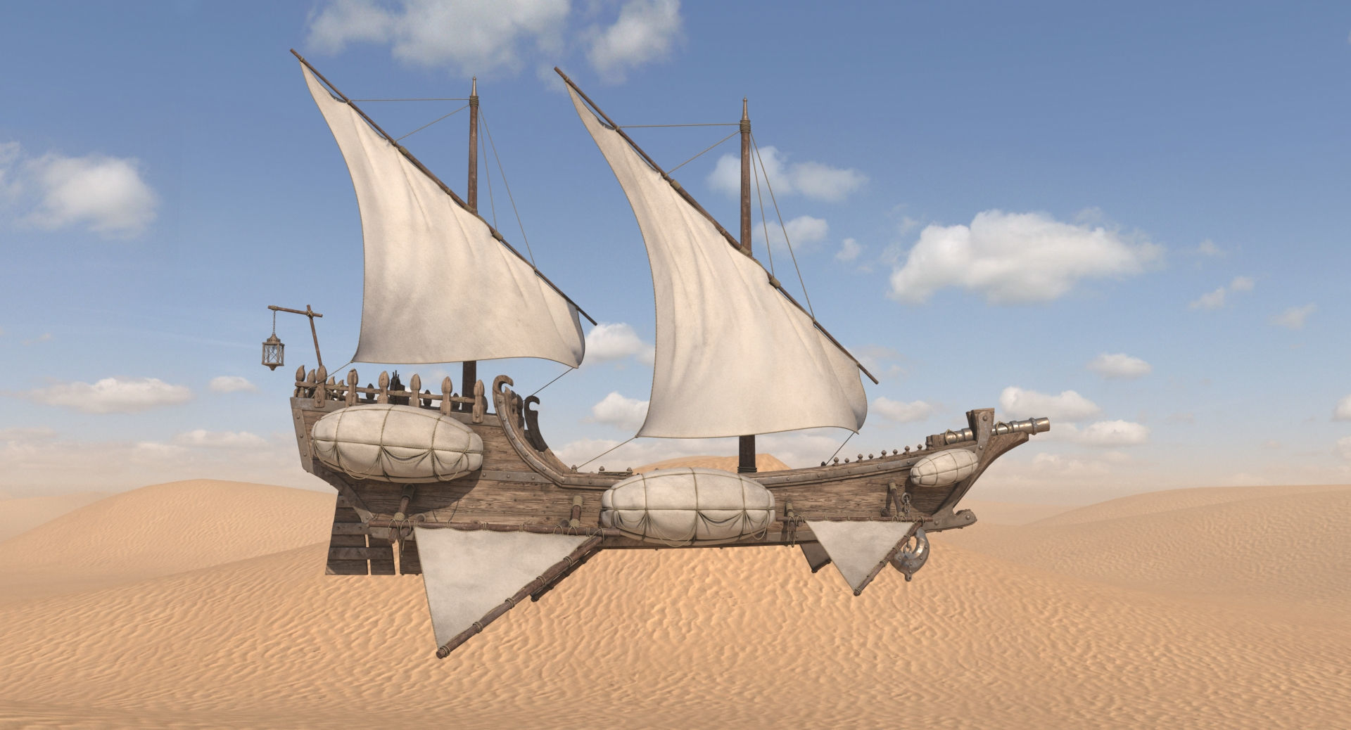 Fantasy Flying Sailing Ship 3D model | CGTrader