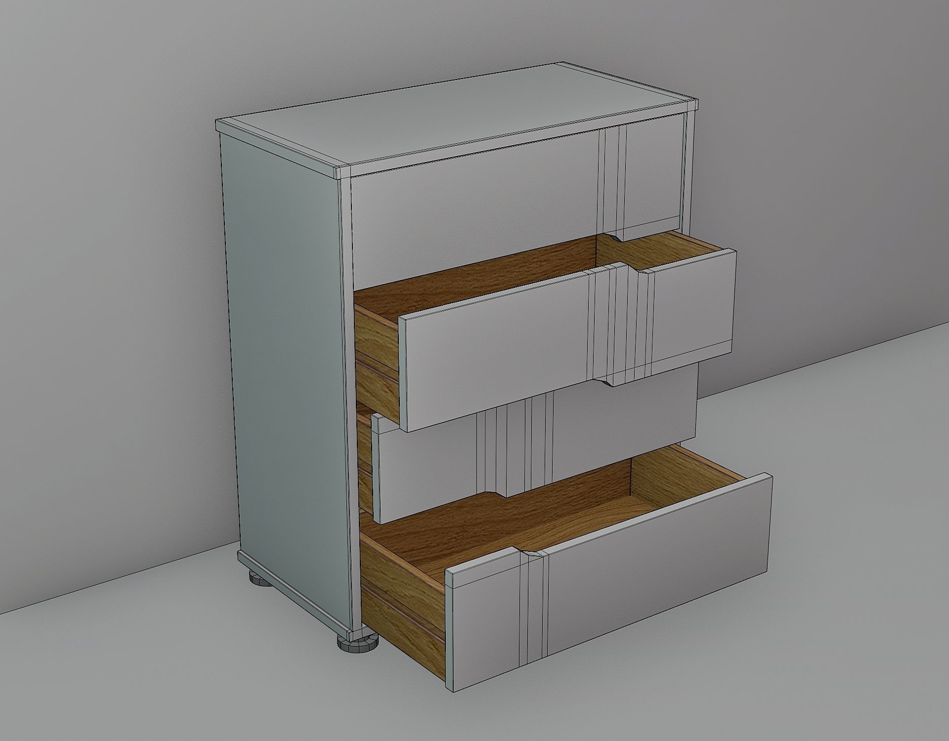 3D model Model of a simple modern chest of drawers VR / AR / low-poly ...