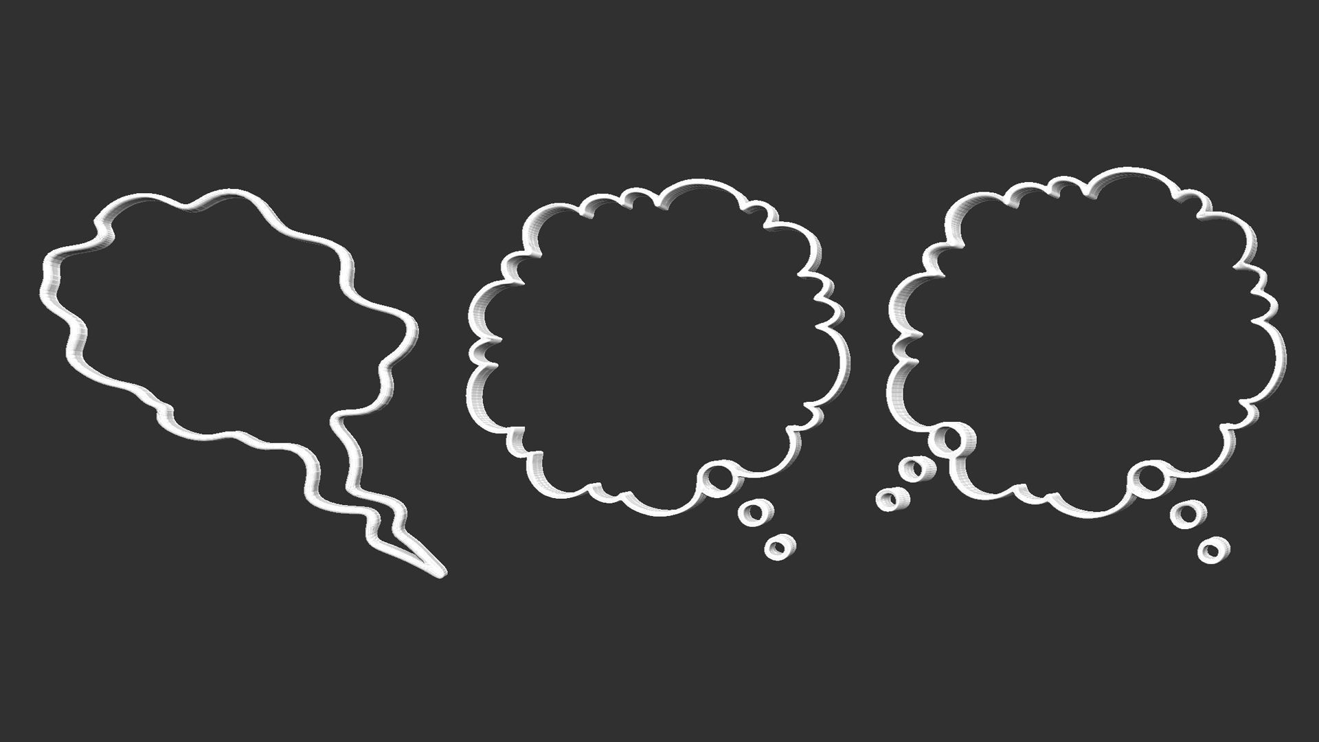 3D 18 Low poly Zbrush IMM brush set of comic dialogue boxes 3D model ...