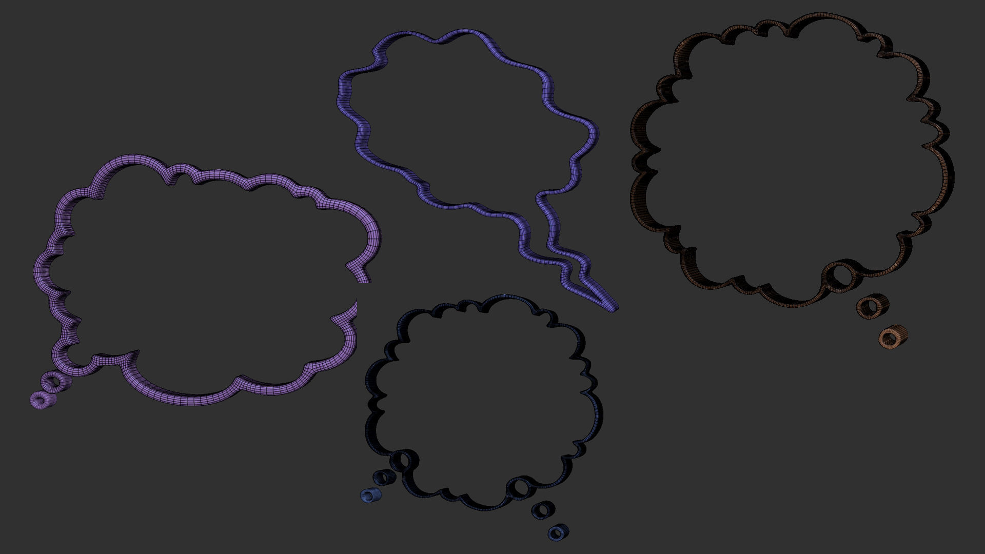 3D 18 Low poly Zbrush IMM brush set of comic dialogue boxes 3D model ...