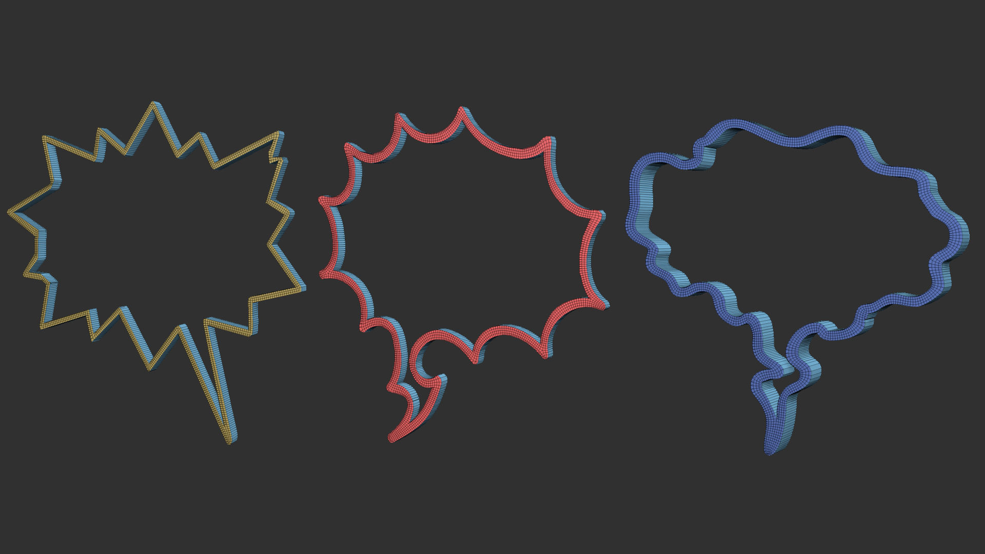 3D 18 Low poly Zbrush IMM brush set of comic dialogue boxes 3D model ...