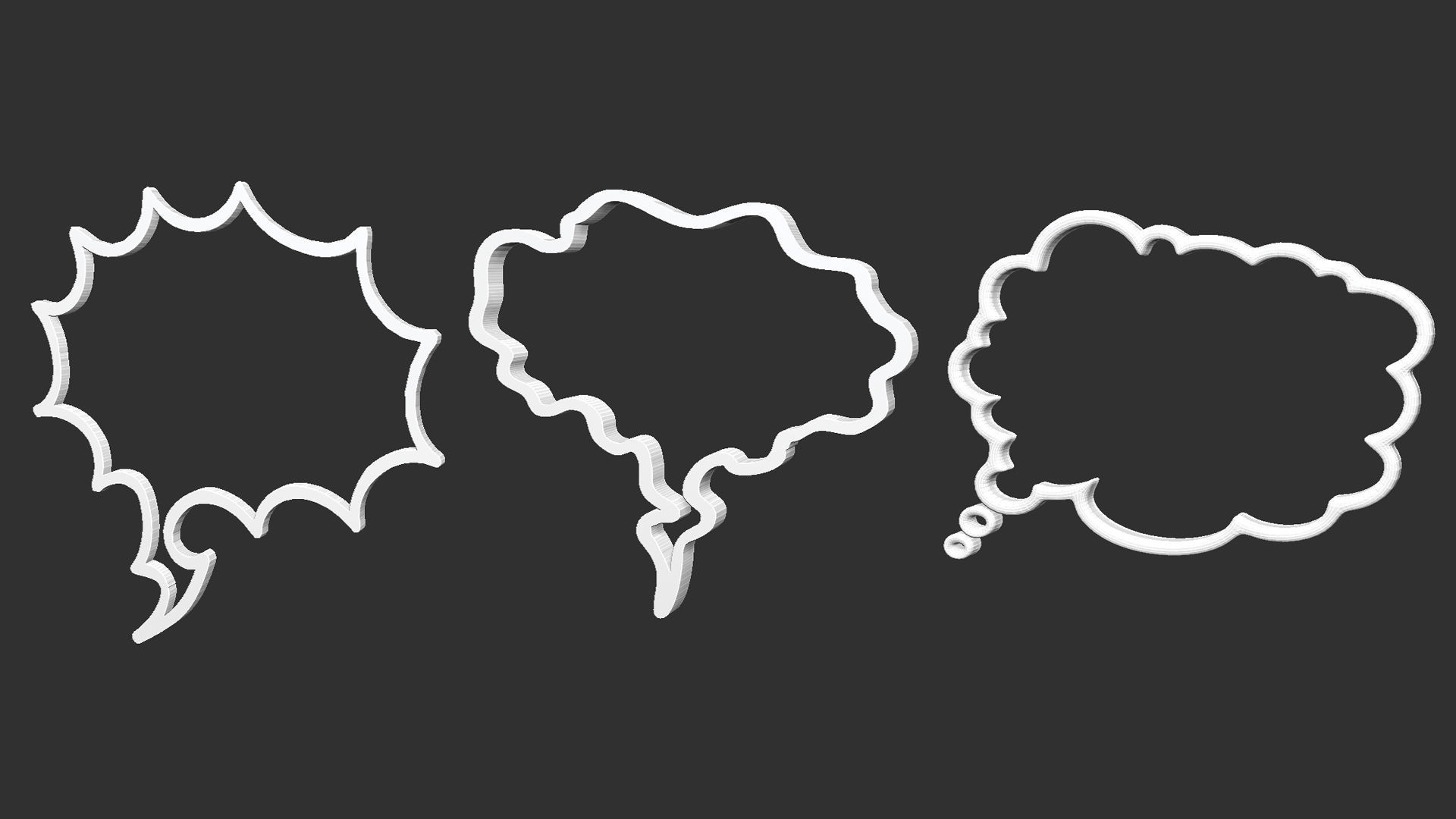 3D 18 Low poly Zbrush IMM brush set of comic dialogue boxes 3D model ...