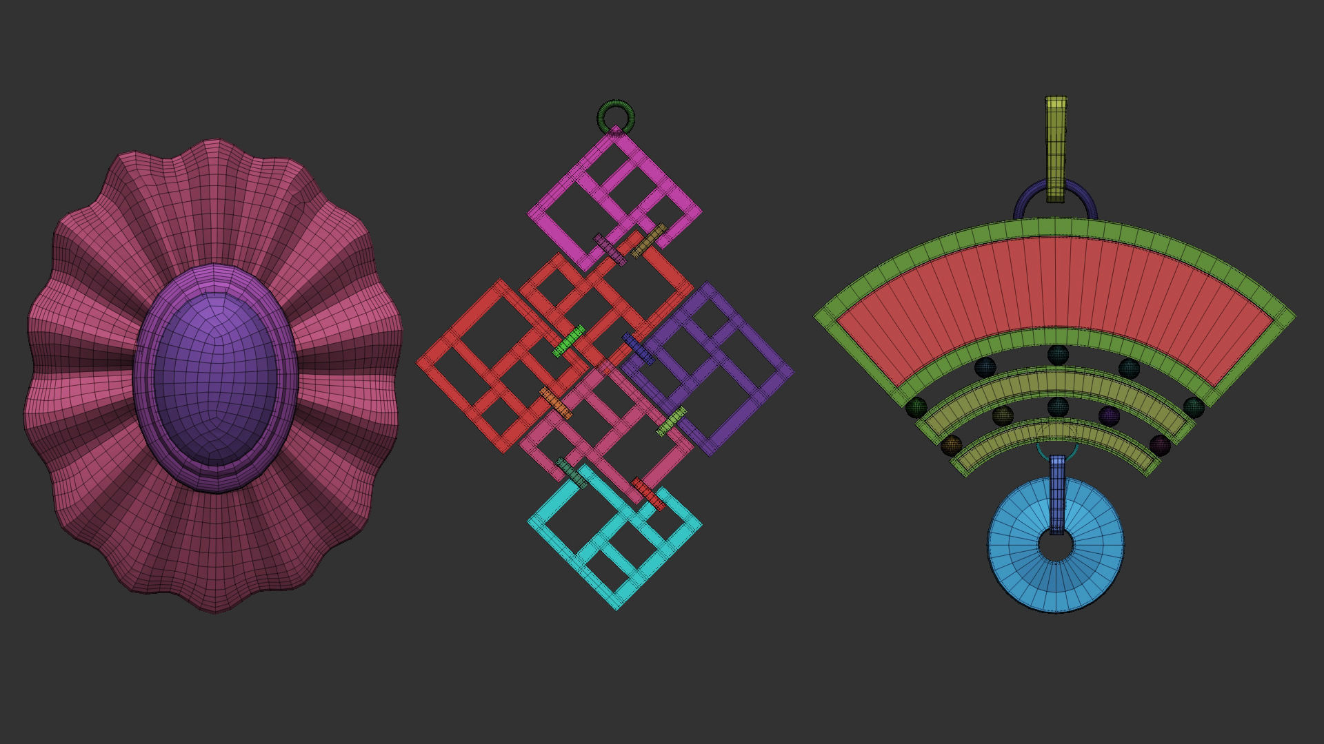 70 Low poly jewelry pendant shapes and forms IMM brush set 3D model ...