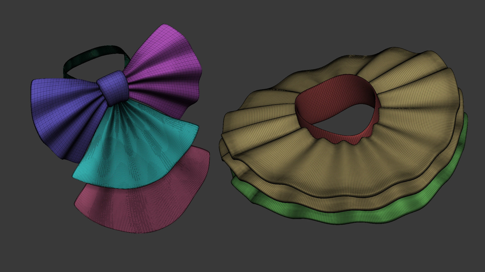 20 character jabot and neckwear midpoly IMM Zbrush set 3D model | CGTrader