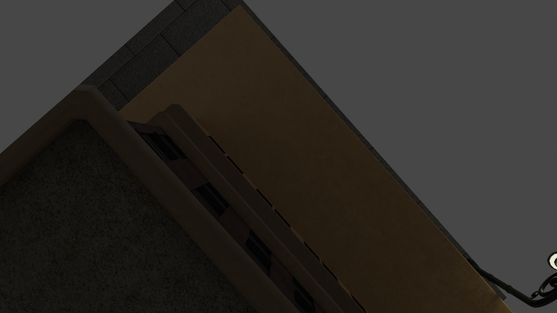 City Corner Building Facade with Sidewalk and Streetlight 3D model ...