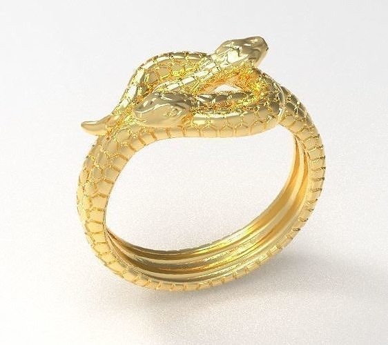 Double snake ring 3D model 3D printable | CGTrader