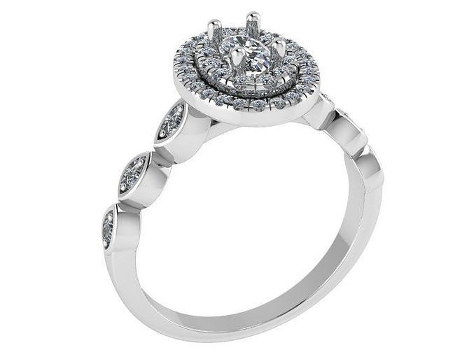 Oval Double Halo Illusion Ring 0219 3D model 3D printable | CGTrader