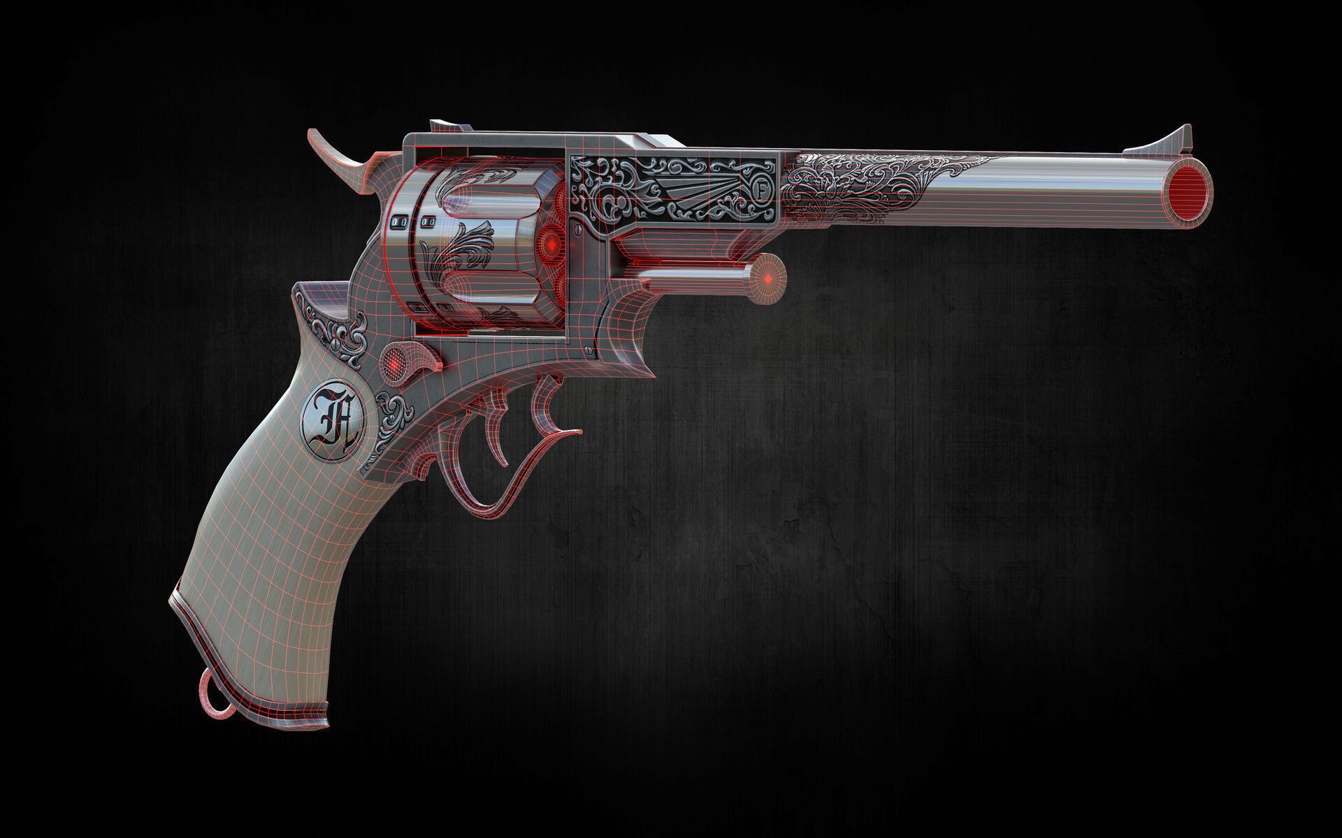 3D model Frankenstein pistol low poly game ready gun model VR / AR ...