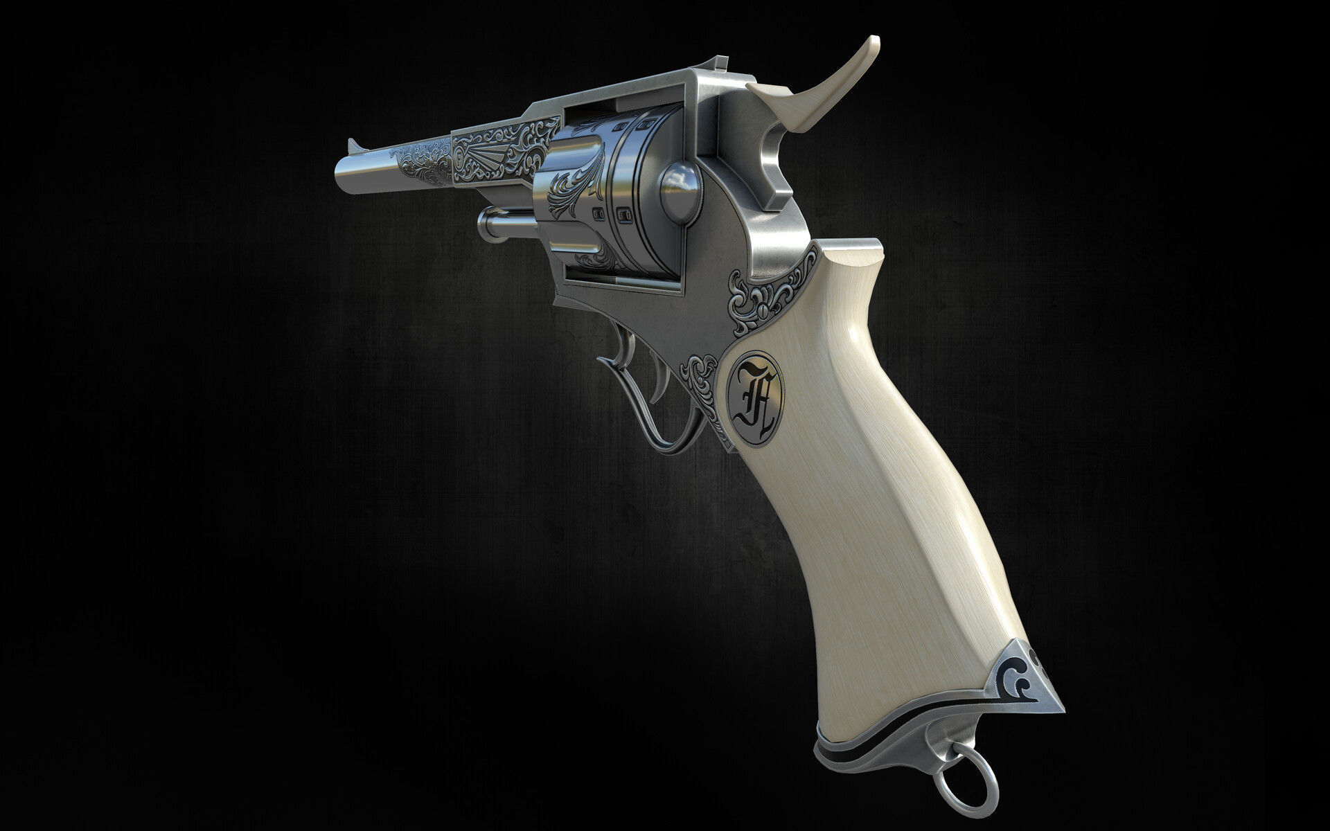 3D model Frankenstein pistol low poly game ready gun model VR / AR ...