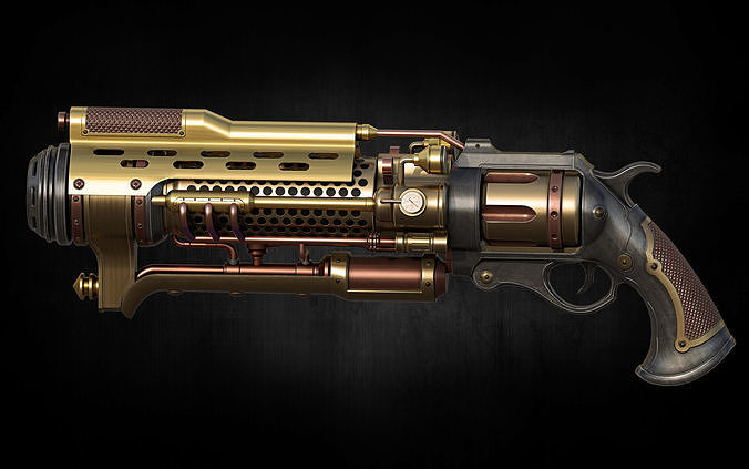 3D model Stylized Sergey zimmer low poly Game ready gun VR / AR / low ...