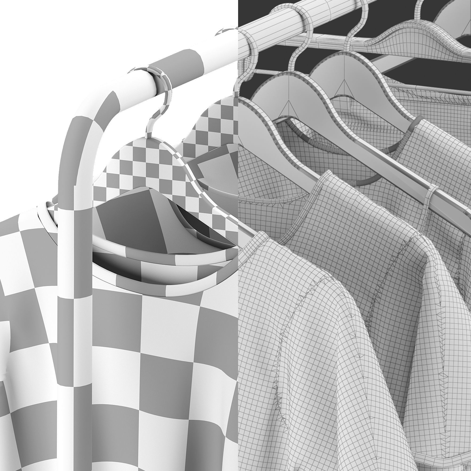 IKEA Turbo Clothes Rack with Clothes Set 3D model | CGTrader