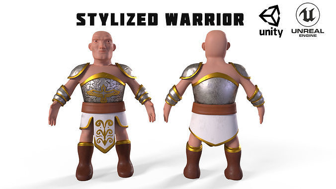 3D model Stylized Warrior with PBR material I Game Ready VR / AR / low ...