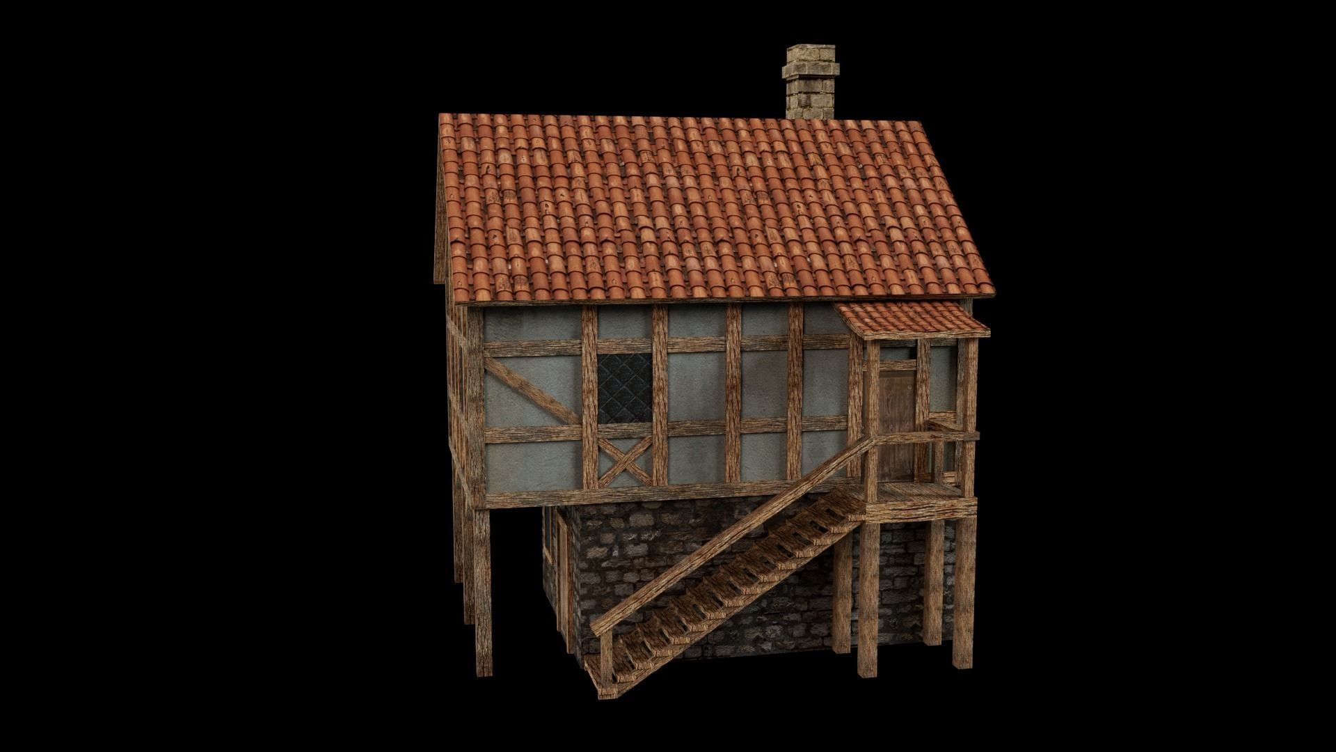 3D model 3D Lowpoly medieval house model VR / AR / low-poly | CGTrader