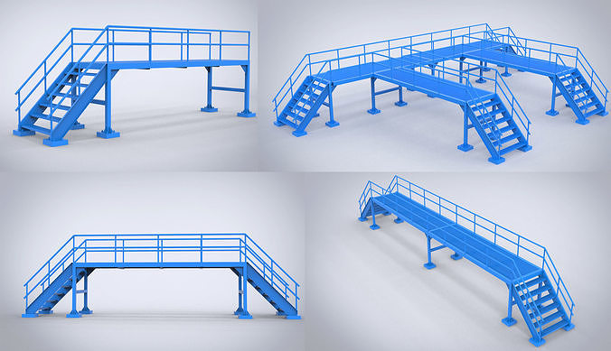 Modular industrial metal platforms 3D model | CGTrader