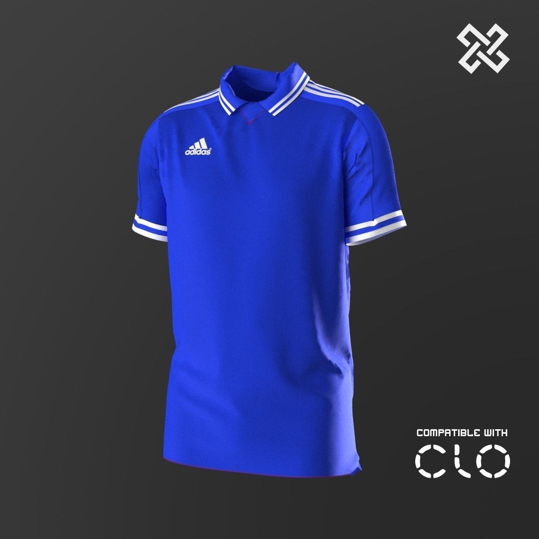 Adidas Collar Jersey For Clo3D Marvelous Designer 3D Model 3D model ...