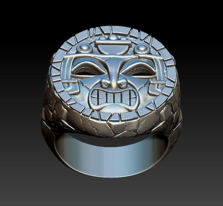 Ring aztec maya mask totem mesoamerica 3D model 3D printable | CGTrader