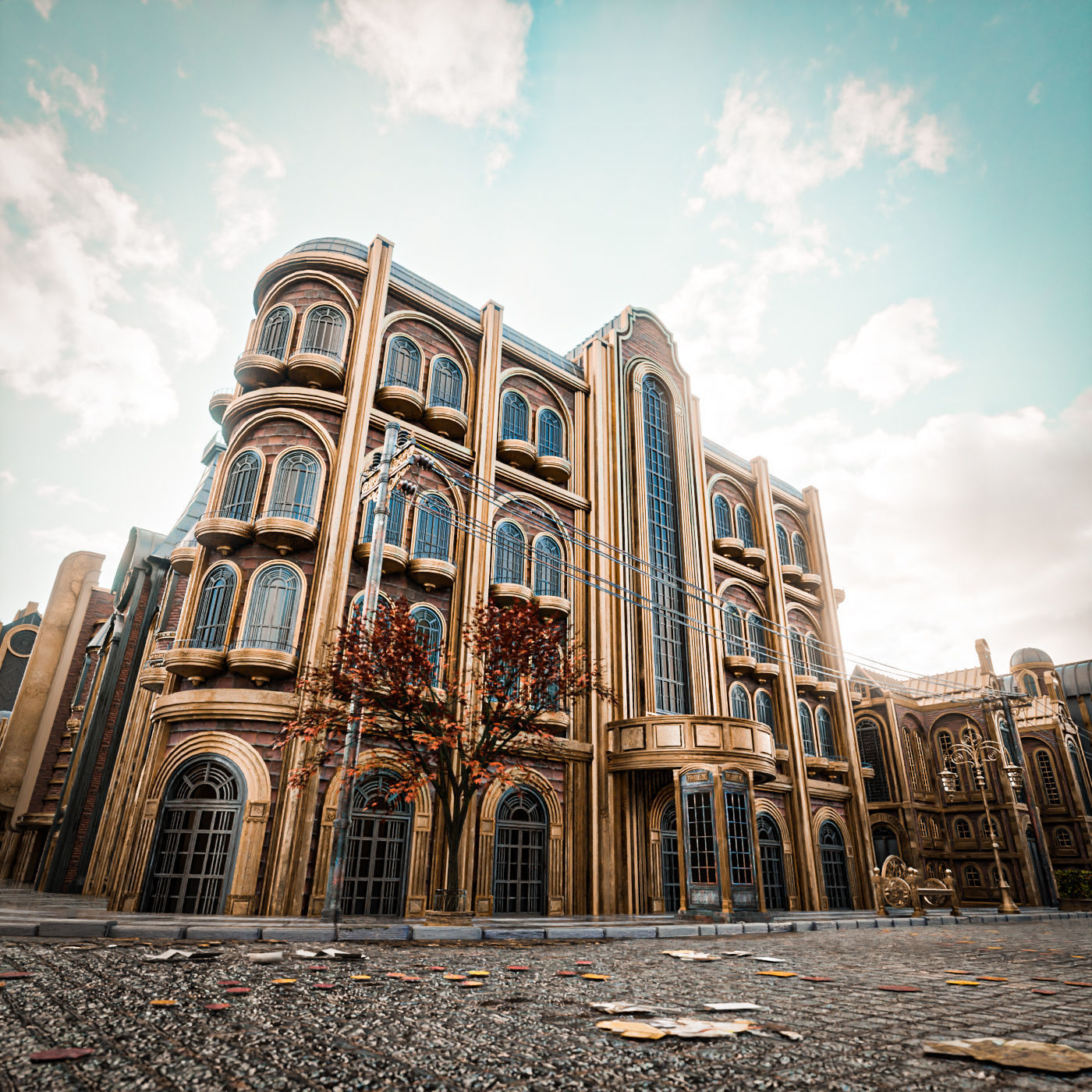 3D model ART DECO STEAMPUNK BUILDING 01 VR / AR / low-poly | CGTrader