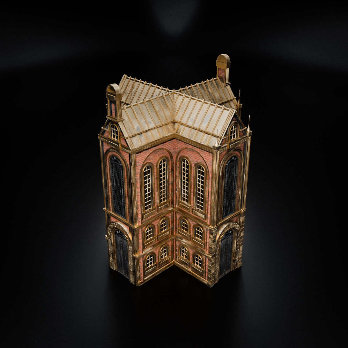 3D model ART DECO STEAMPUNK BUILDING 02 VR / AR / low-poly | CGTrader