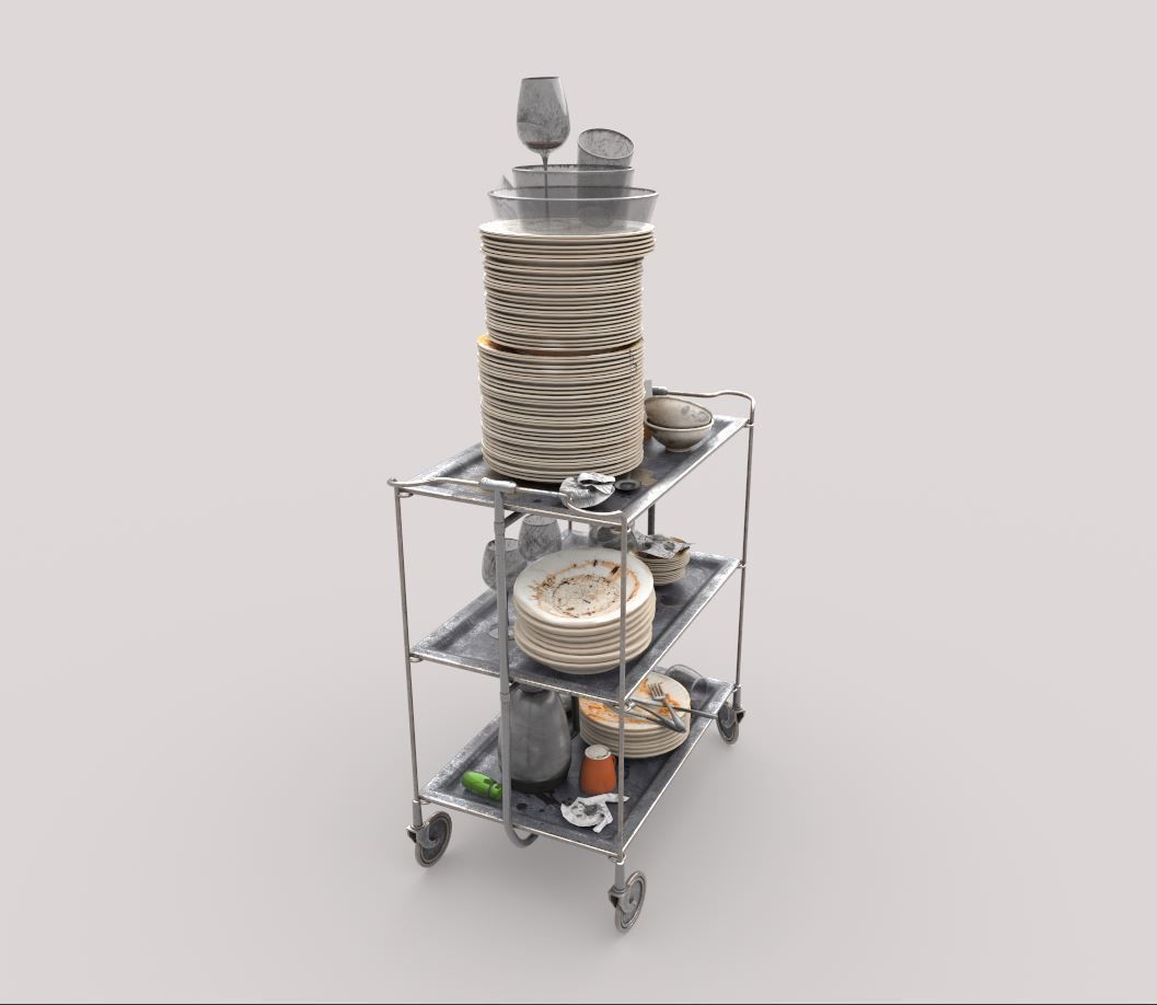 Dirty Kitchen Serving Cart 3D model | CGTrader
