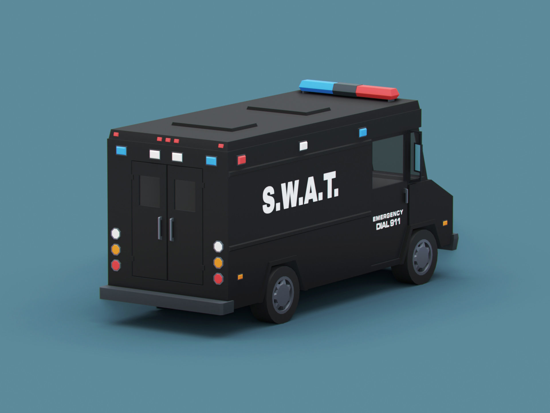 3D model Stylized Cartoon Step Van Police SWAT VR / AR / low-poly ...