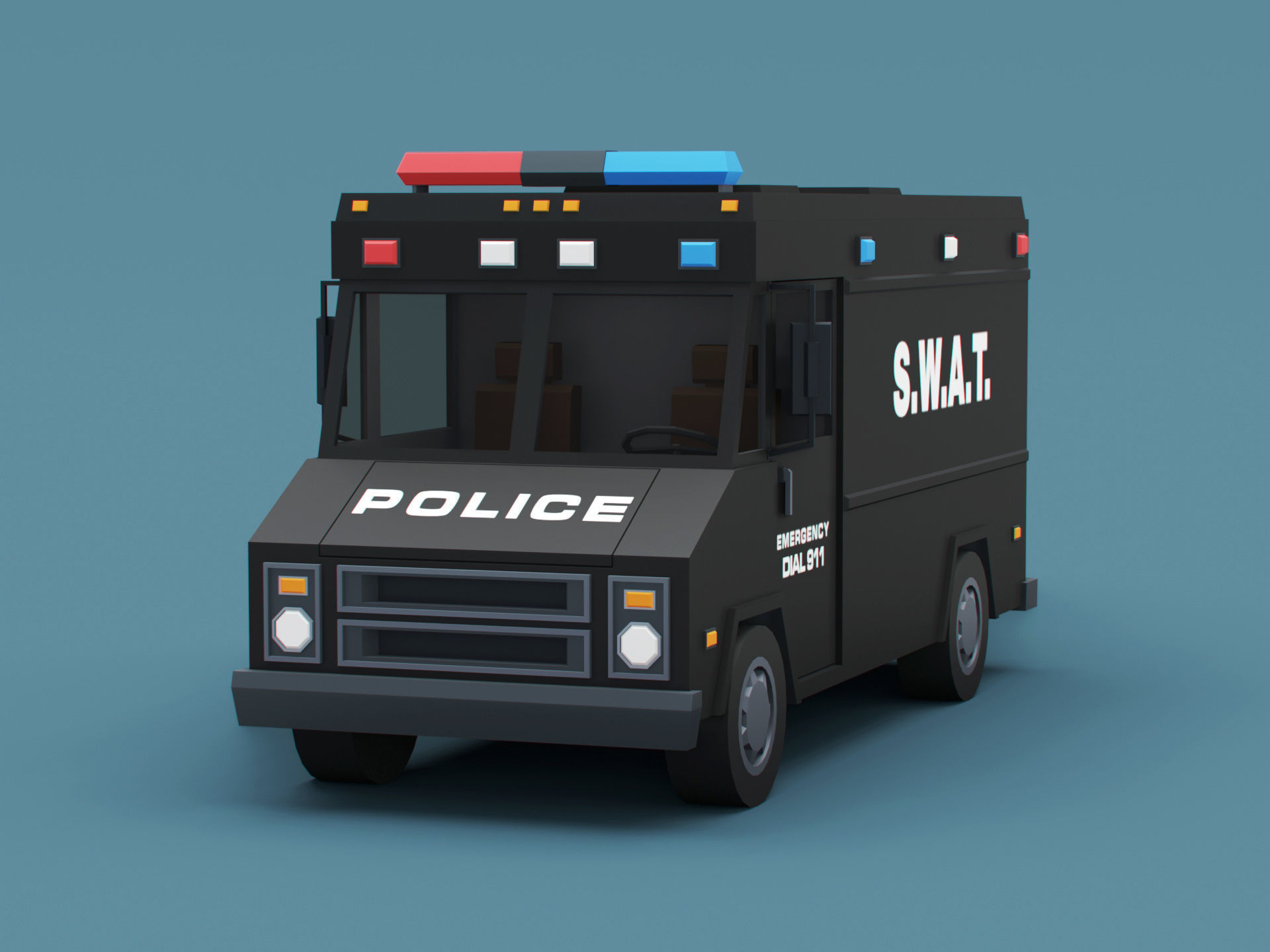 3D model Stylized Cartoon Step Van Police SWAT VR / AR / low-poly ...