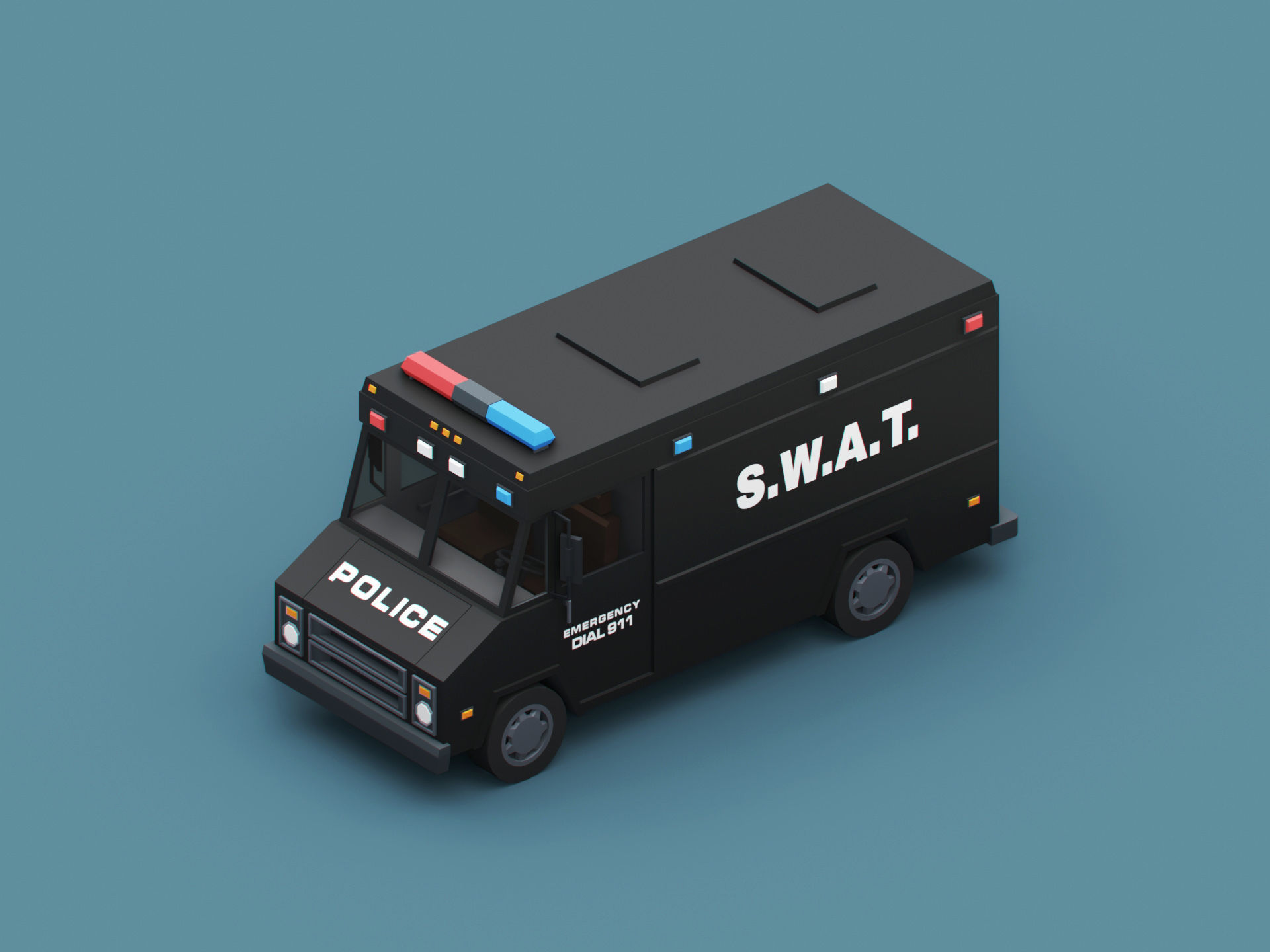 3D model Stylized Cartoon Step Van Police SWAT VR / AR / low-poly ...