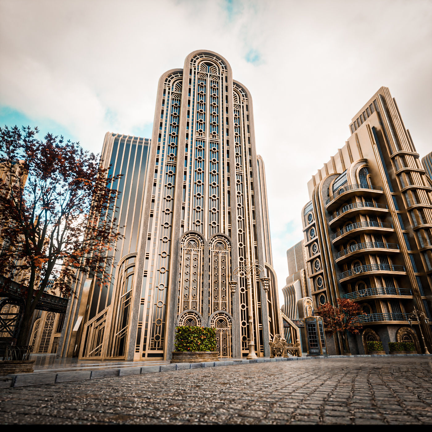 3D Model Collection ART DECO SKYSCRAPER BUILDING PACK - 8 BUILDING VR ...