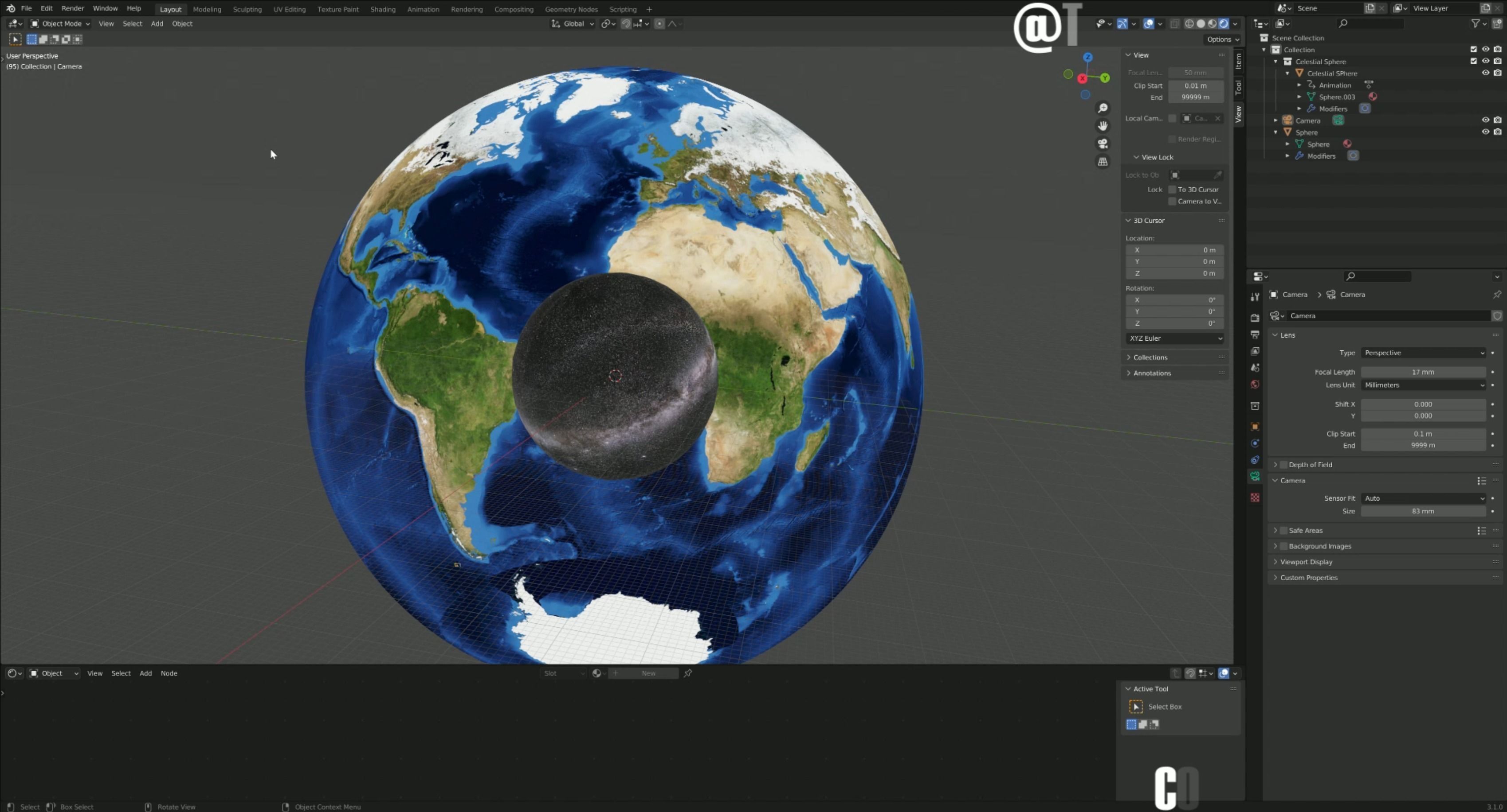 Free simple CONCAVE EARTH Blender with celestial sphere free 3D model ...