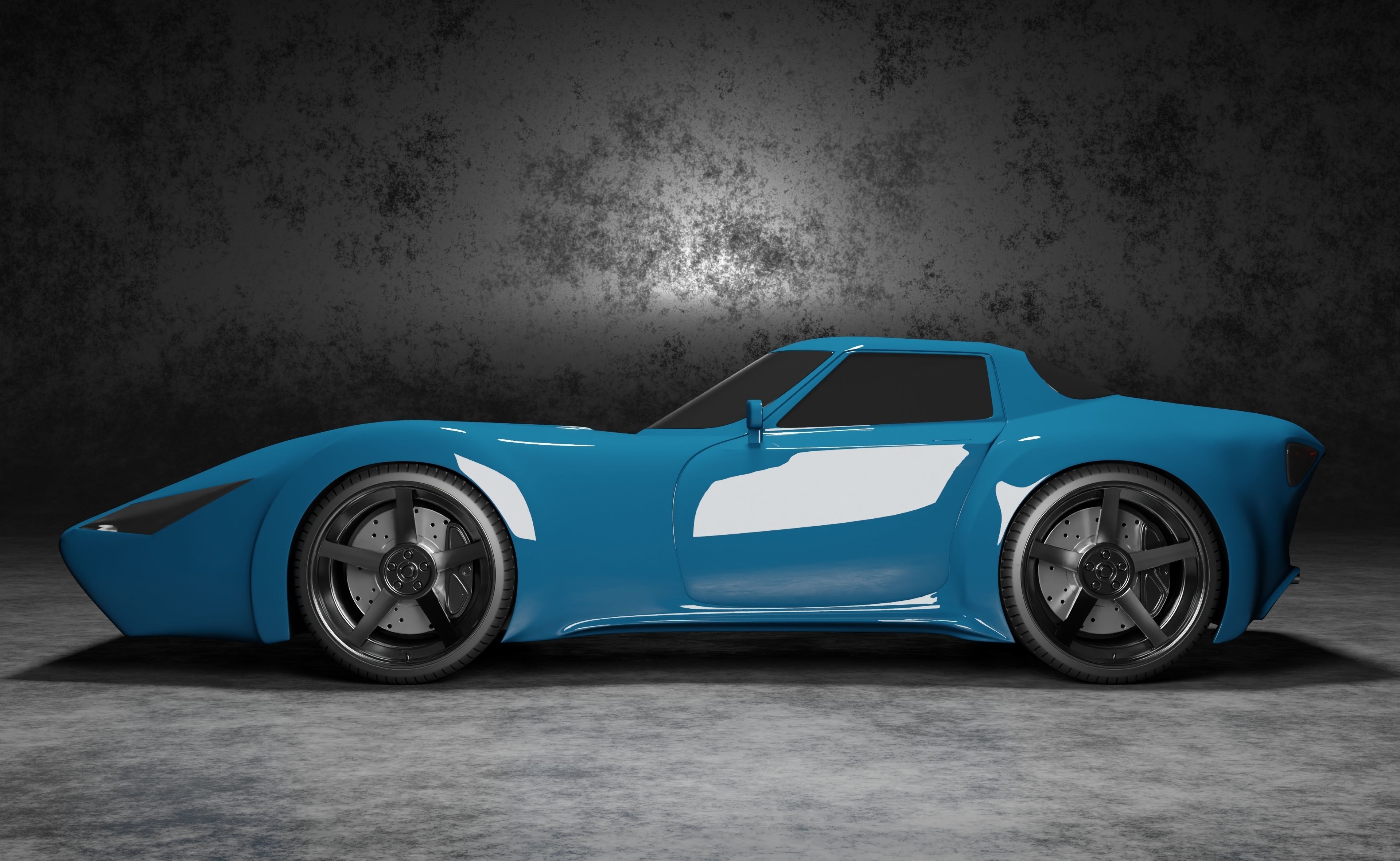 Blue sport car concept model 3D model | CGTrader