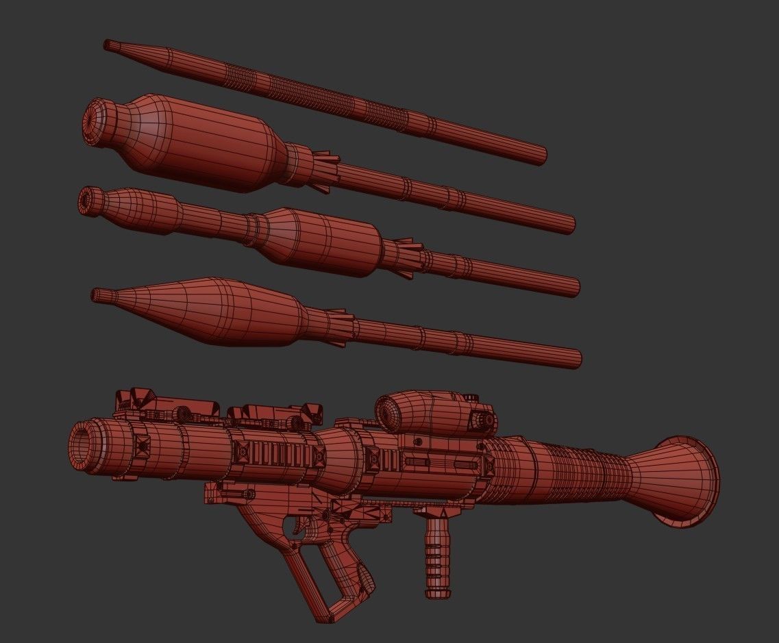 3D model GS-777 Rocket Launcher With Ammunition VR / AR / low-poly ...