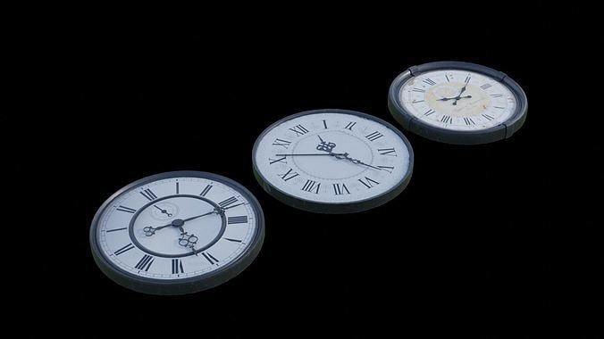 3D model Vintage Clock Pack with Multiple 4K Material sets VR / AR ...