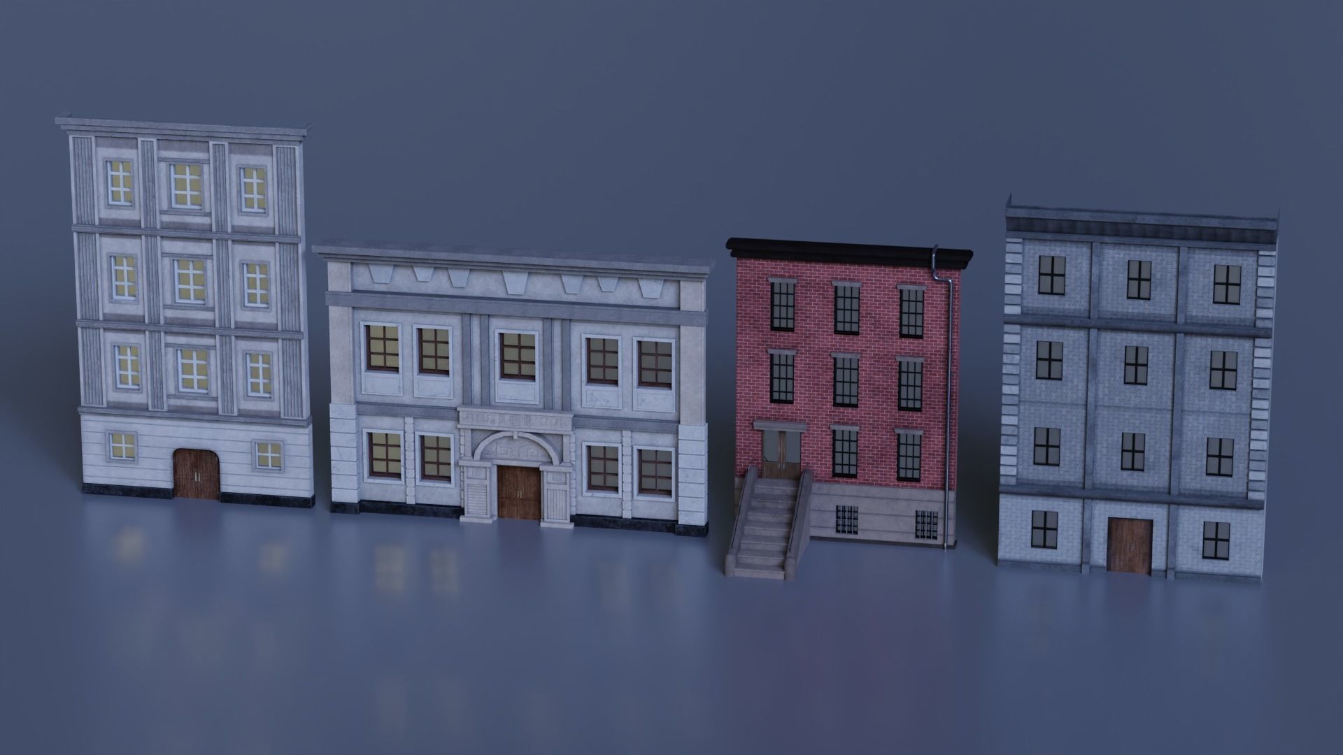 Buildings Front free VR / AR / low-poly 3D model | CGTrader
