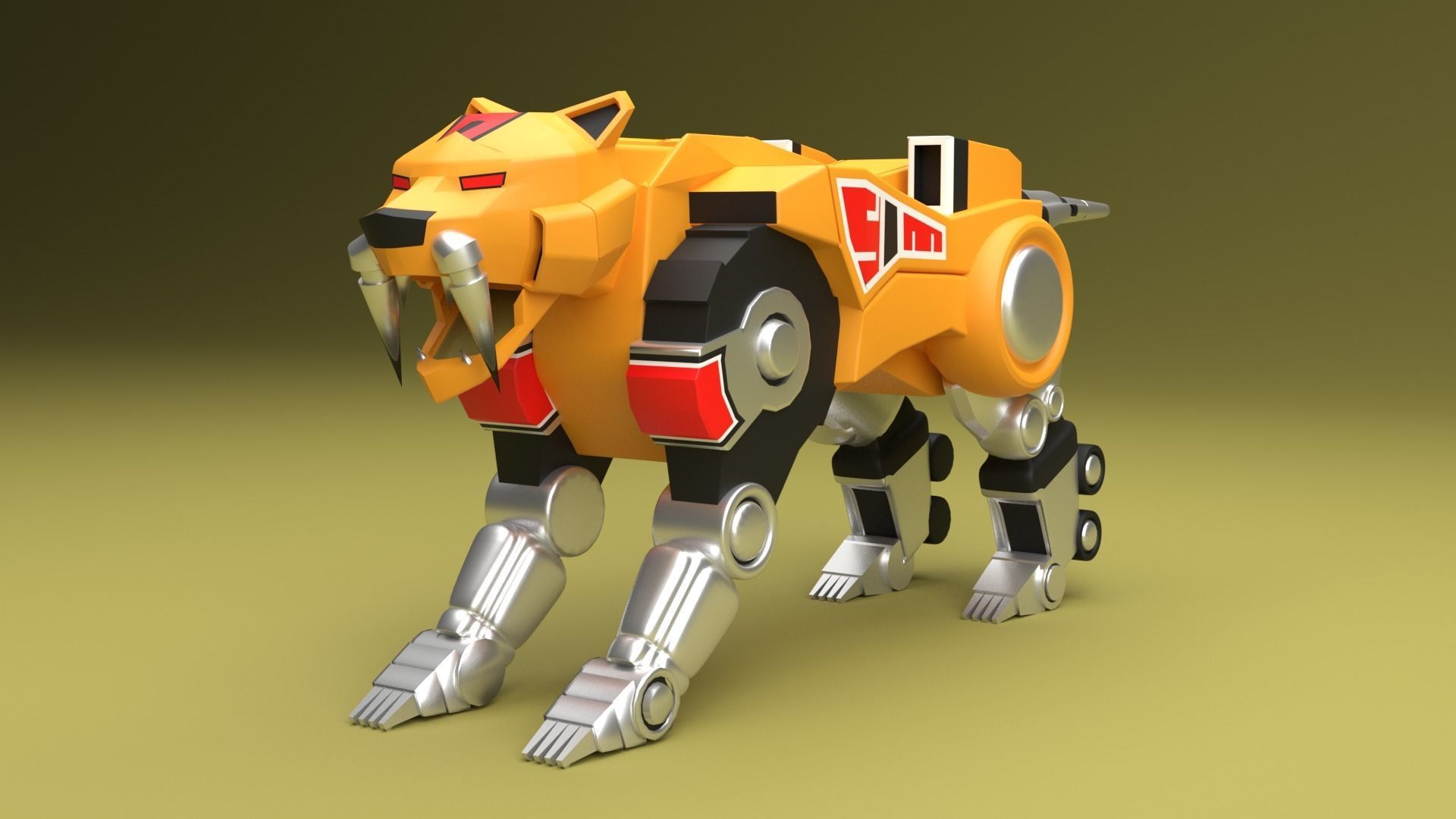 Sabertooth Tiger Dinozord - Power Ranger 3D model | CGTrader