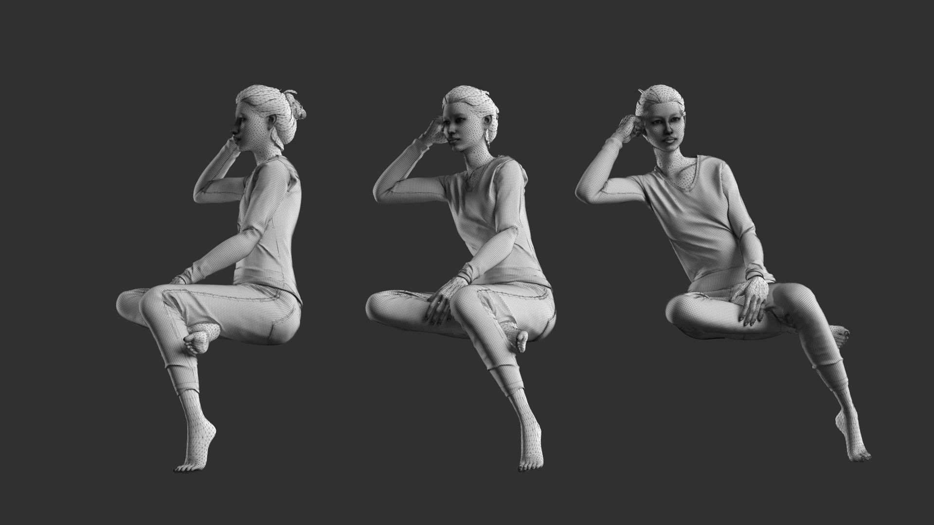 Woman Mannequin Sitting 4 Poses 3D model | CGTrader