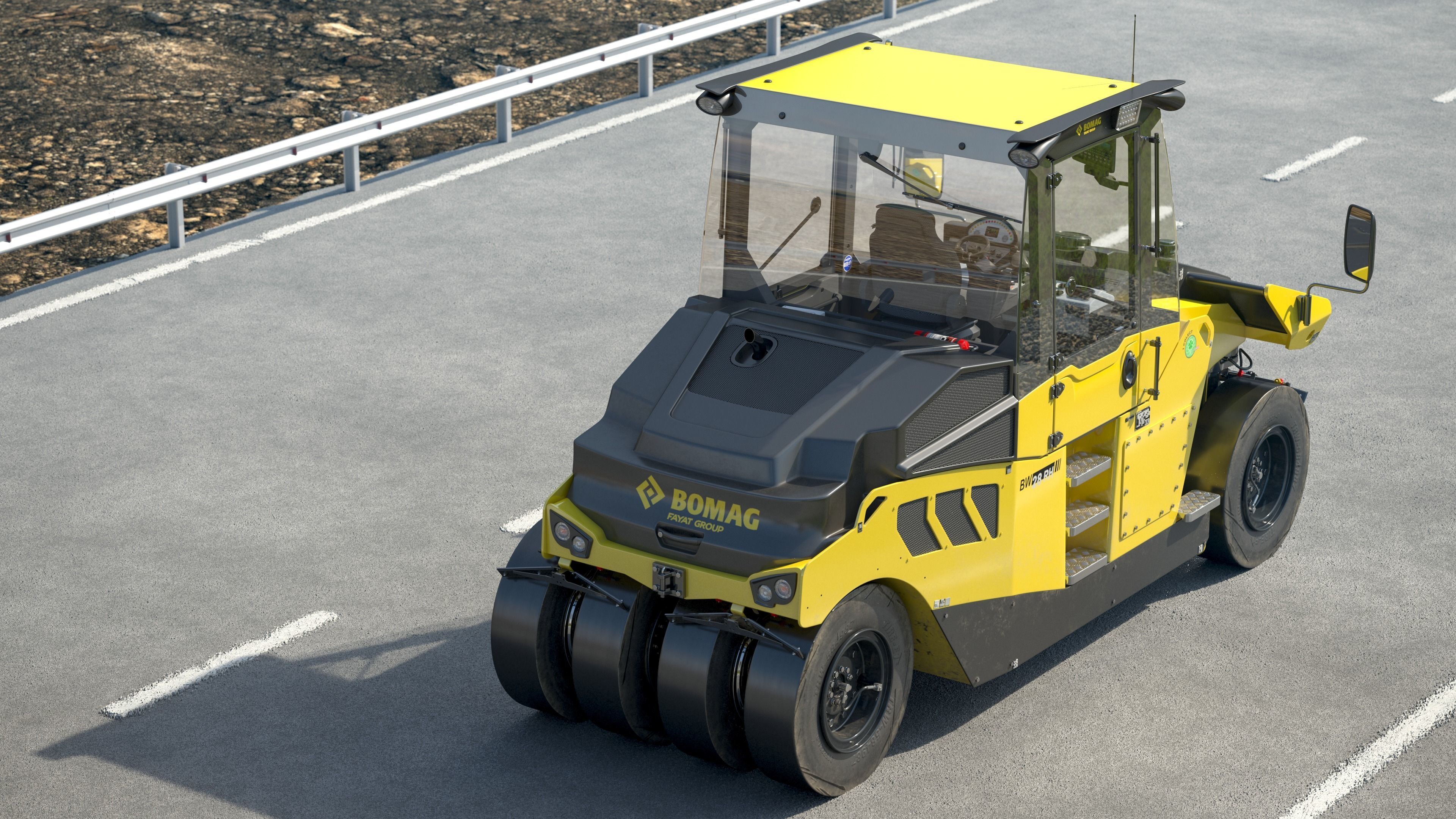Bomag BW 28 RH Pneumatic Tired Compactor Dusty 3D model | CGTrader