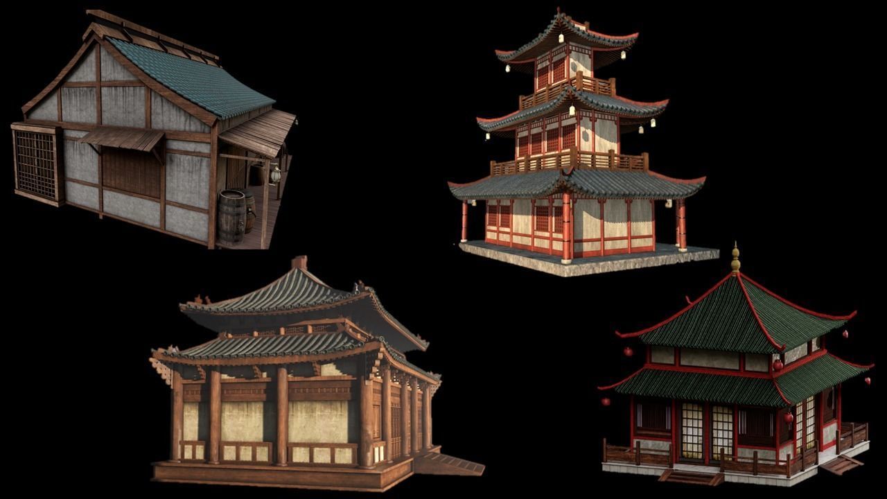 Asian Japanese Traditional Building Collection 3D model | CGTrader