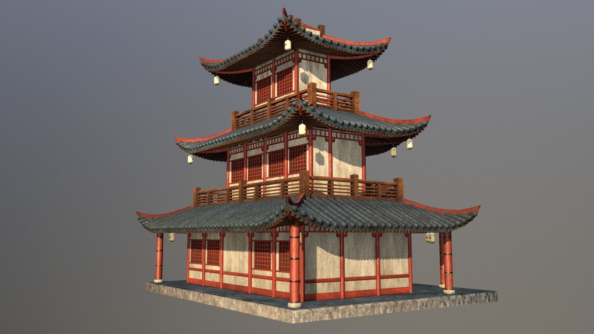 Asian Japanese Traditional Building Collection 3D model | CGTrader