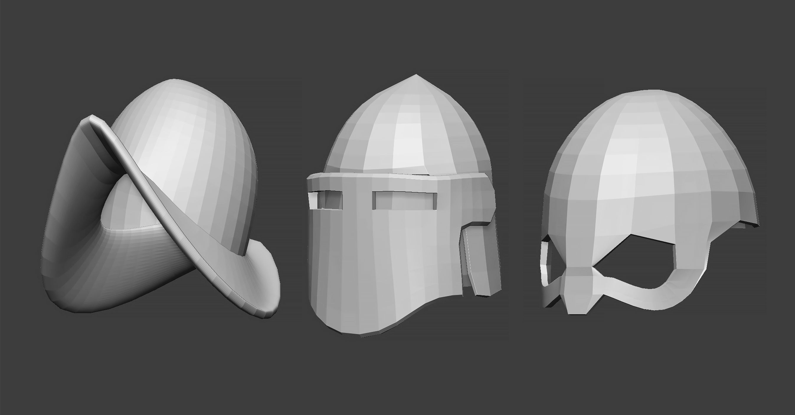 30 Low poly medieval fantasy helmets base mesh shapes IMM brush 3D ...