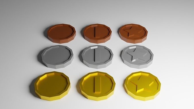 3D model Low-poly Coin Pack 3 Bonus Materials VR / AR / low-poly | CGTrader