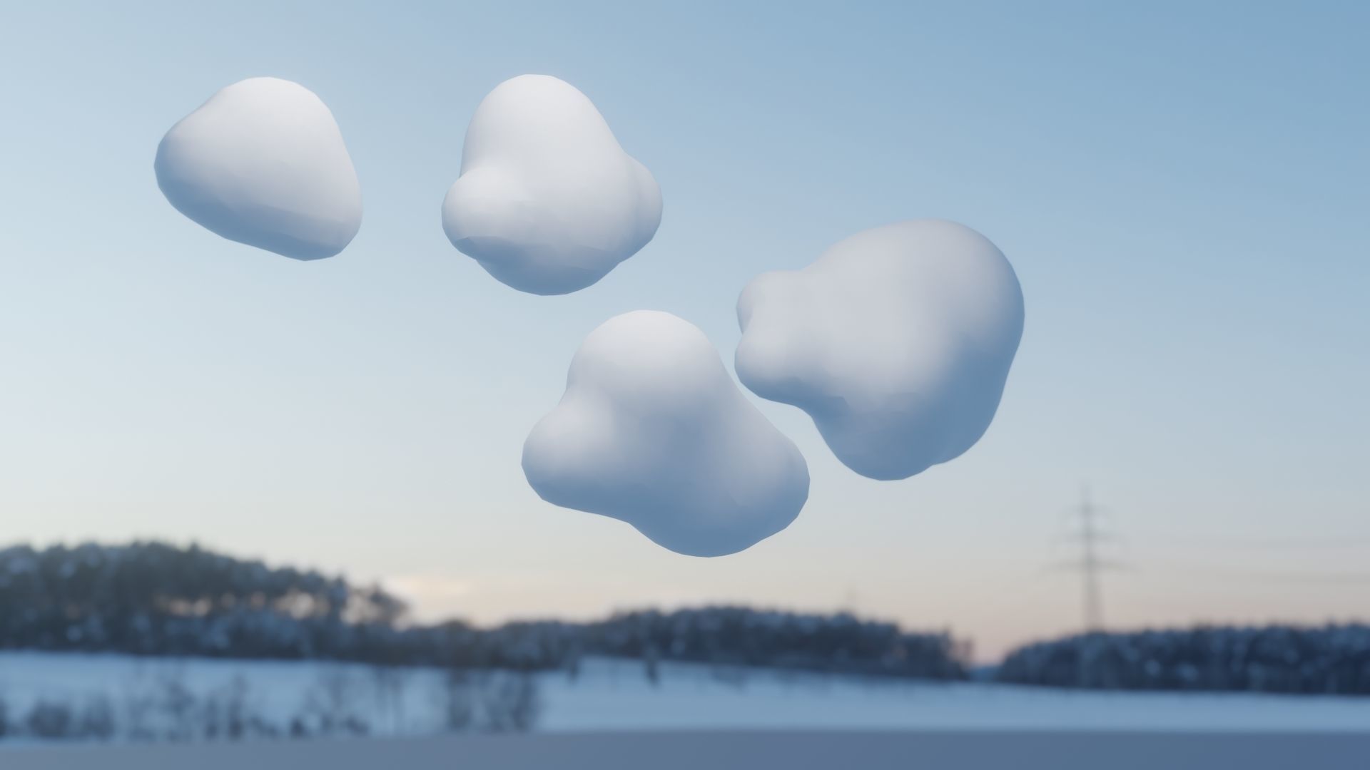 Clouds three snow balls floating in air free VR / AR / low-poly 3D ...