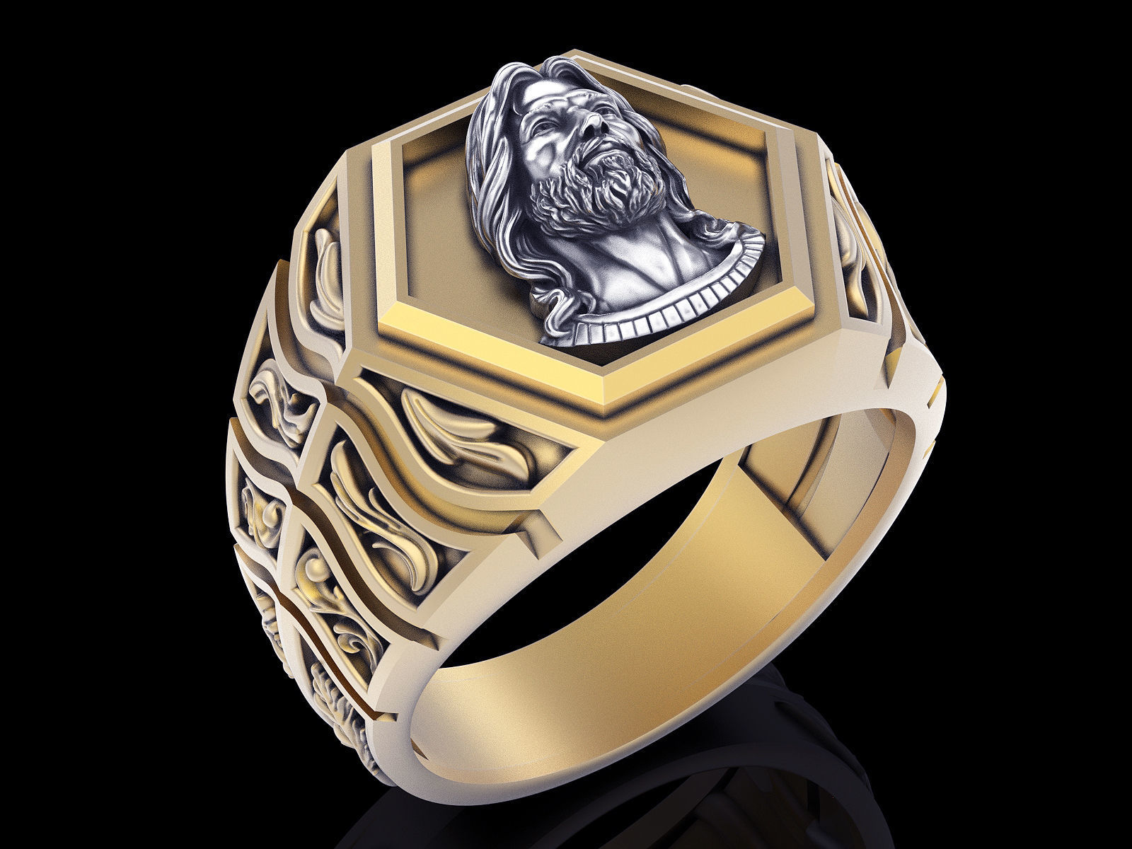 Jesus ring gold printable jewelry 3D model 3D model 3D printable | CGTrader