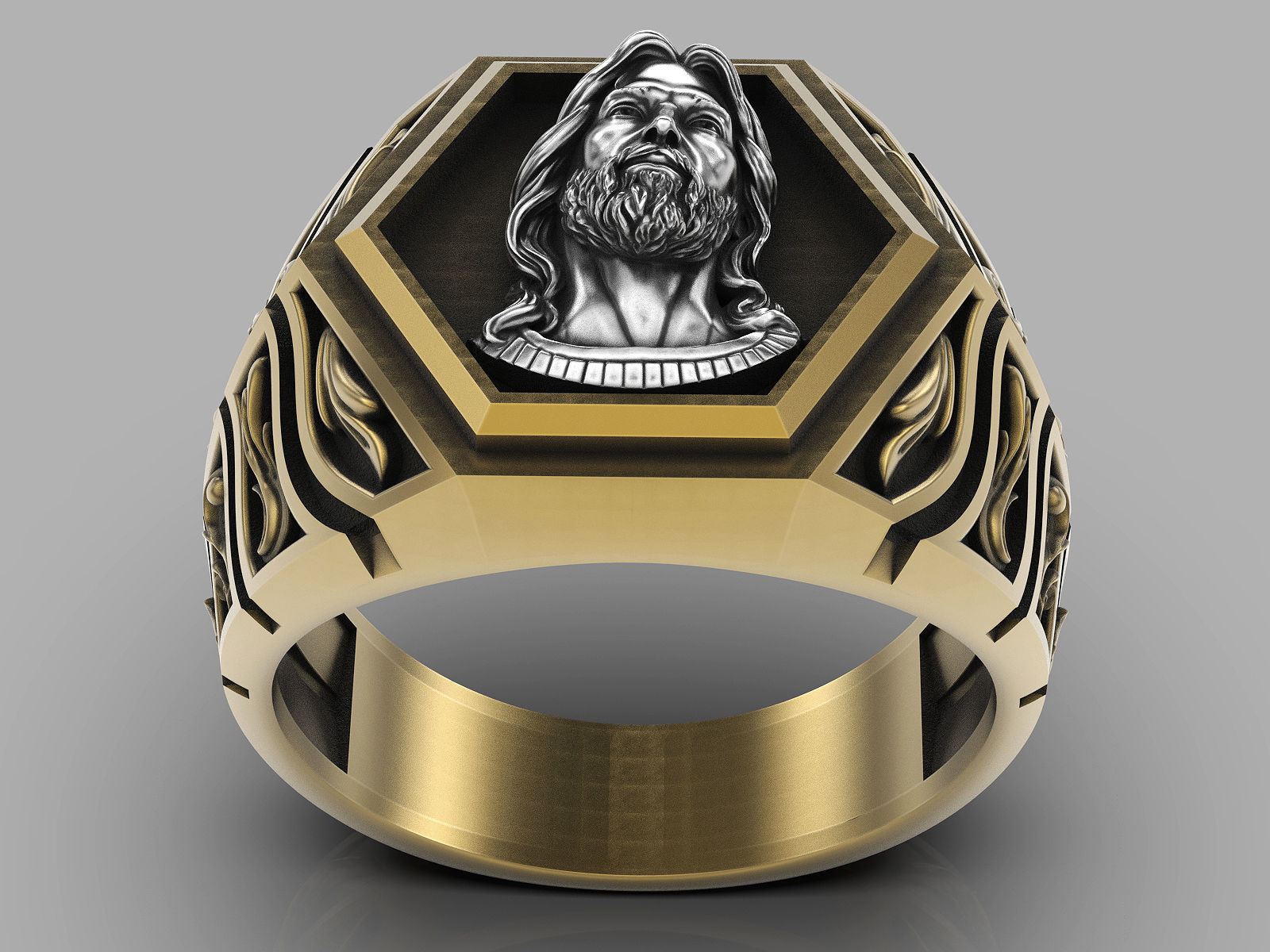Jesus ring gold printable jewelry 3D model 3D model 3D printable | CGTrader
