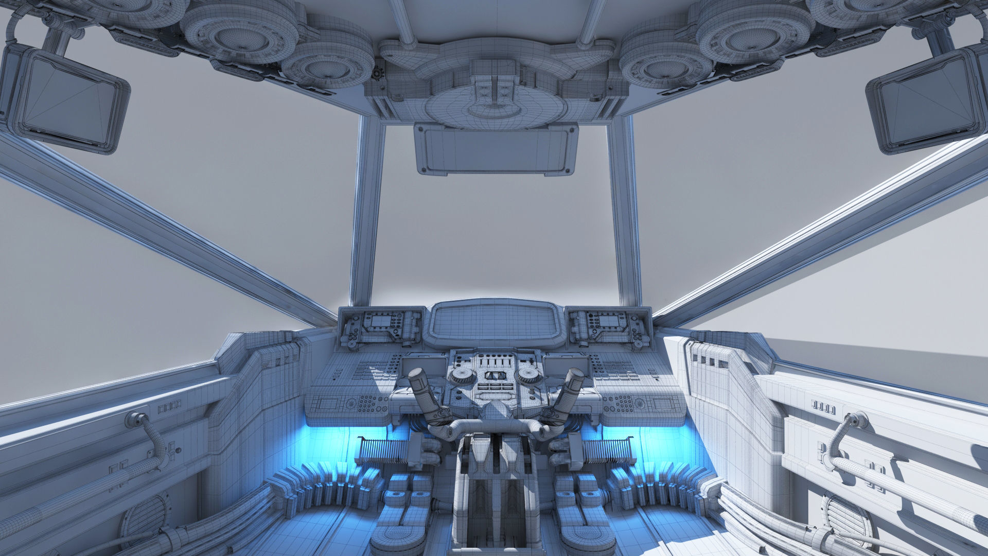 Spaceship Cockpit v3 3D model | CGTrader
