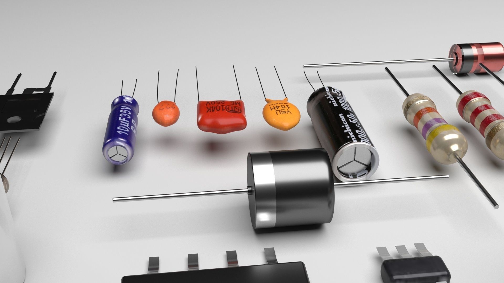 Electronic Components Set 3D model | CGTrader