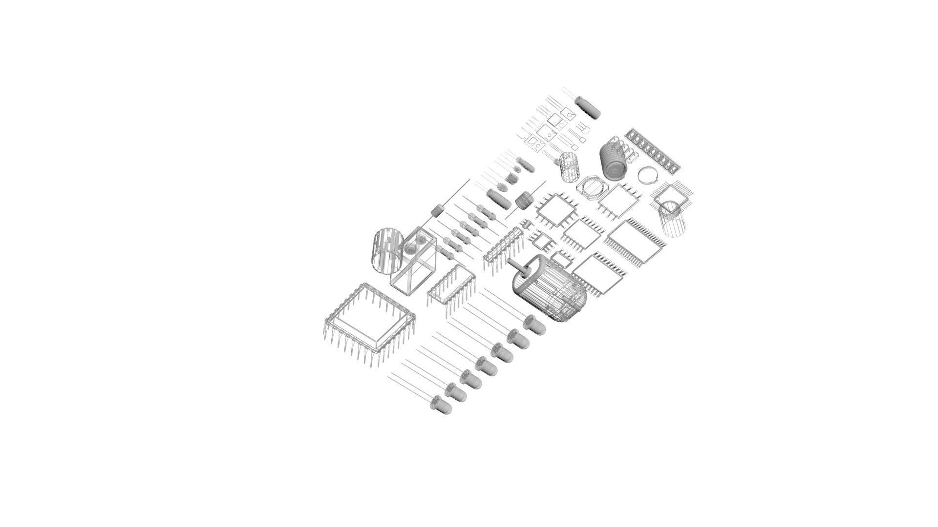 Electronic Components Set 3D model | CGTrader